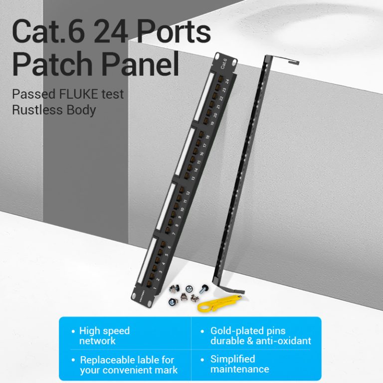 Vention Network Patch Panel Gigabit Ethernet LAN RJ45 Wall Rackmount ...