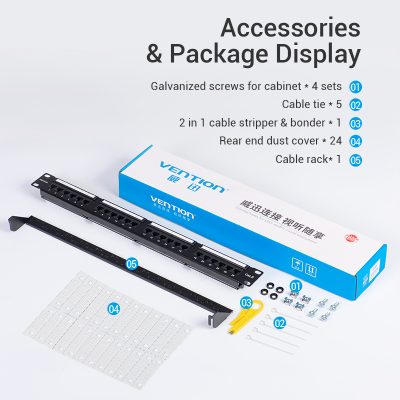 Vention Network Patch Panel Gigabit Ethernet LAN RJ45 Wall Rackmount ...
