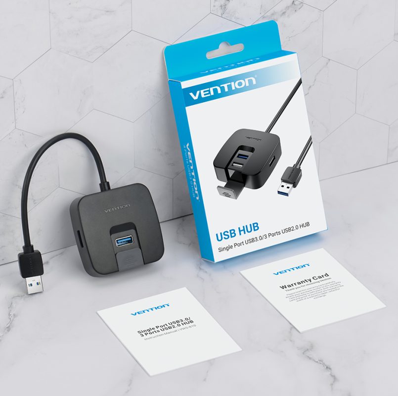 Vention CHA USB Hub with Bracket - Black - Vention Authorized Store